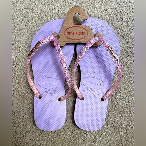 Havaianas | Shoes | Nwt Lavender And Pink Sparkle Havanas Flip Flops Sz ...